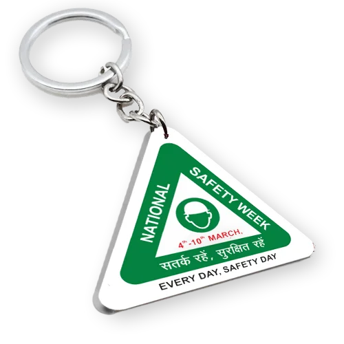 National Safety Week Triangular Key Chain | Durable & Stylish Safety ...